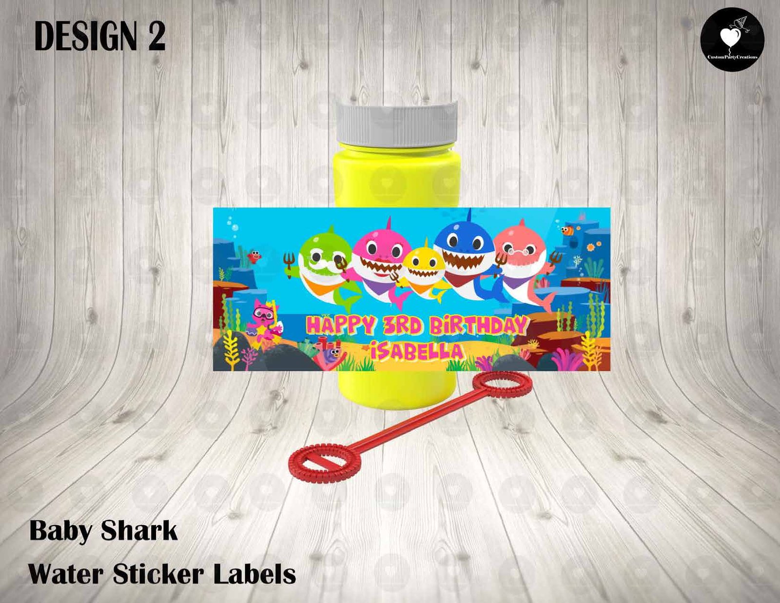 Baby Shark Cartoon Bubble Labels – Custom Party Creations